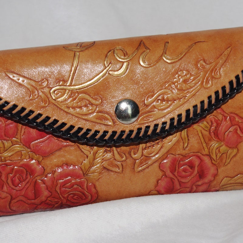 Leather Tooled Purse With Rose - Etsy
