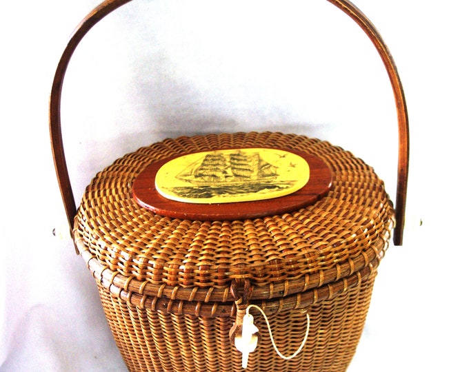 Farnum Nantucket Lightship Basket Purse / Handbag: Large Oval, 1994 ...