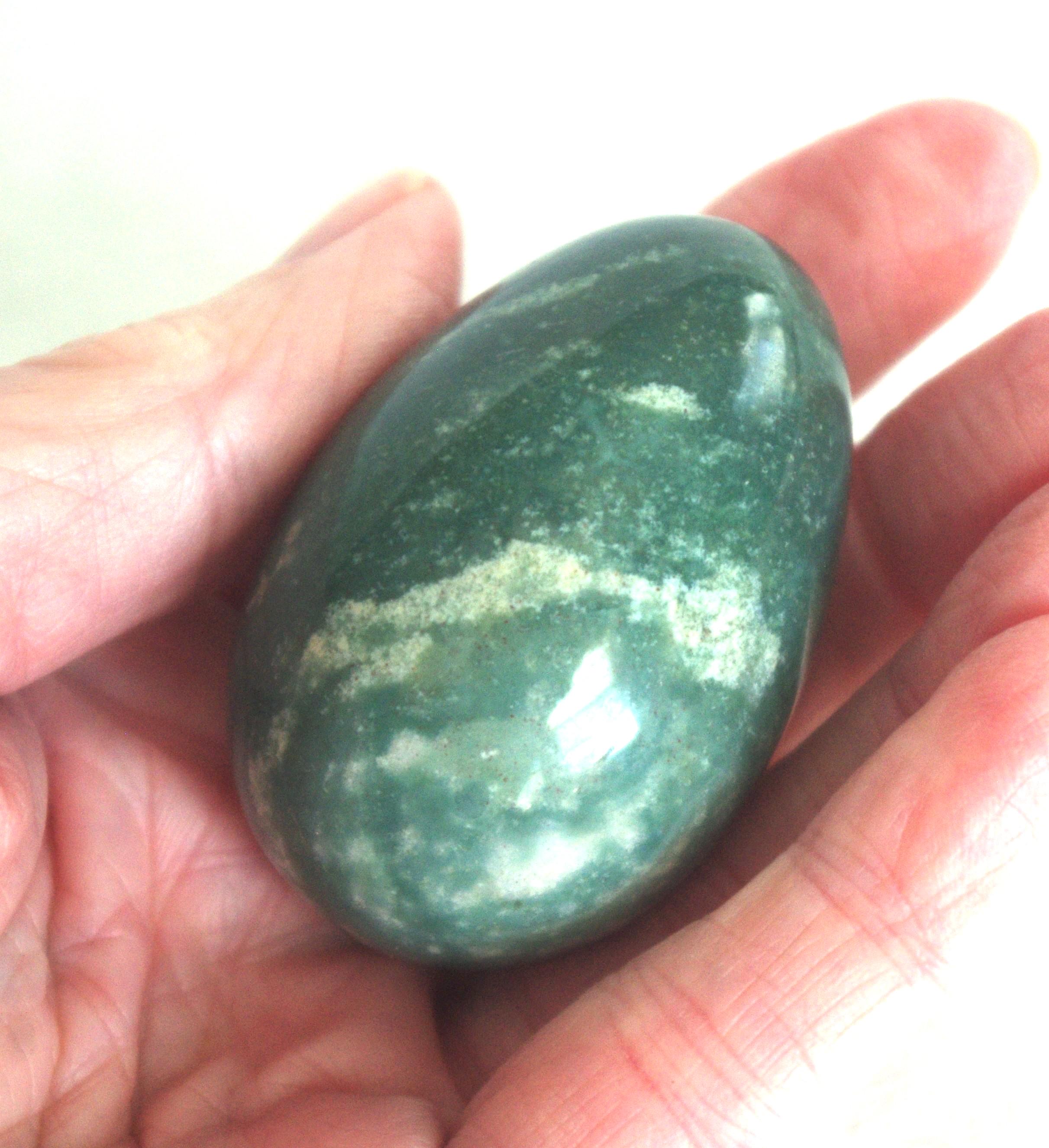 Vintage Marble Egg: Dark Jade Green & White, 2