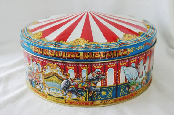 Vintage Sunshine Biscuit Tin: 1980s carousel Gift Tin | Etsy