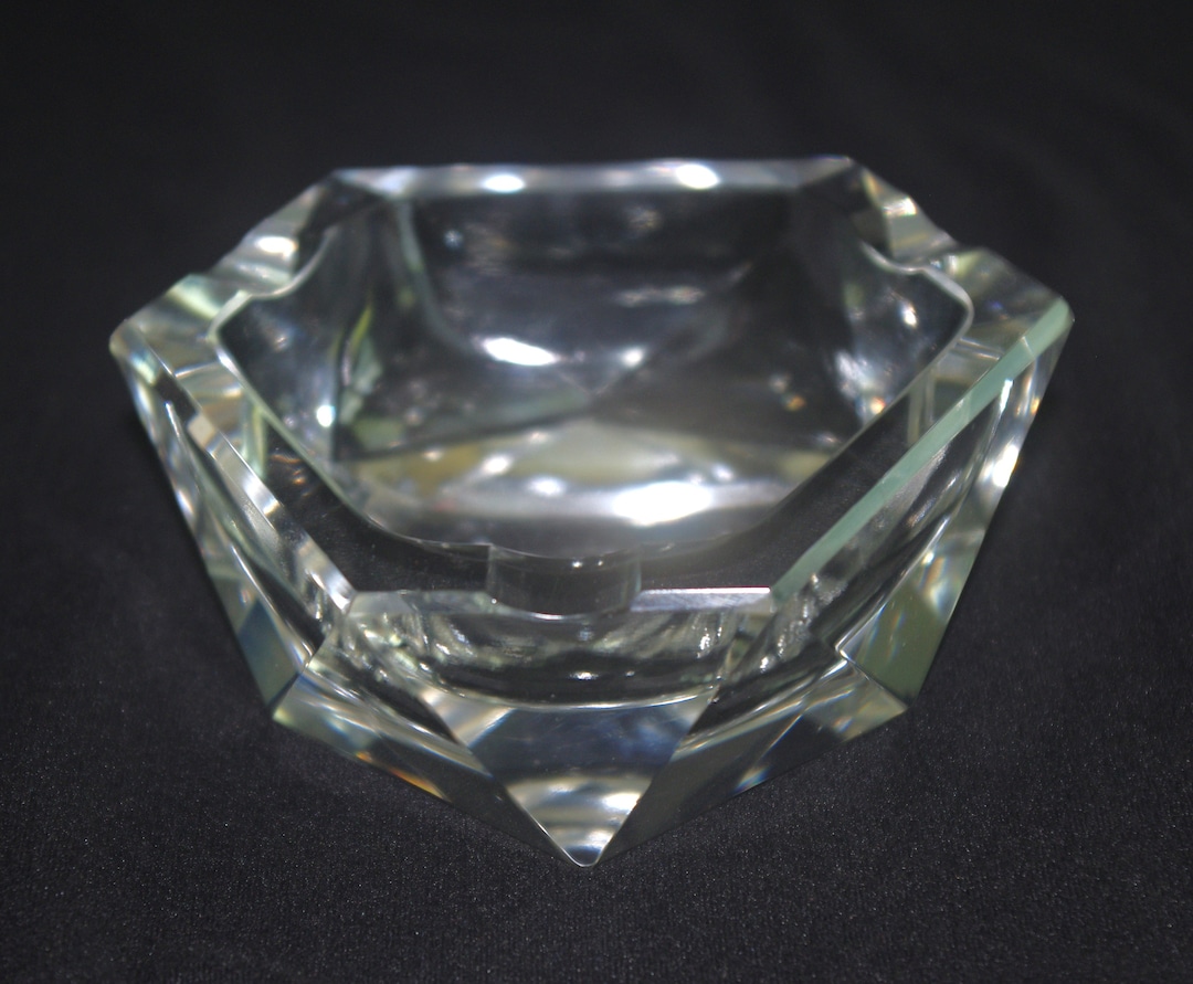 Cut Glass Crystal Ash Tray: 1960s Geometric / Hexagon / Hexagonal ...