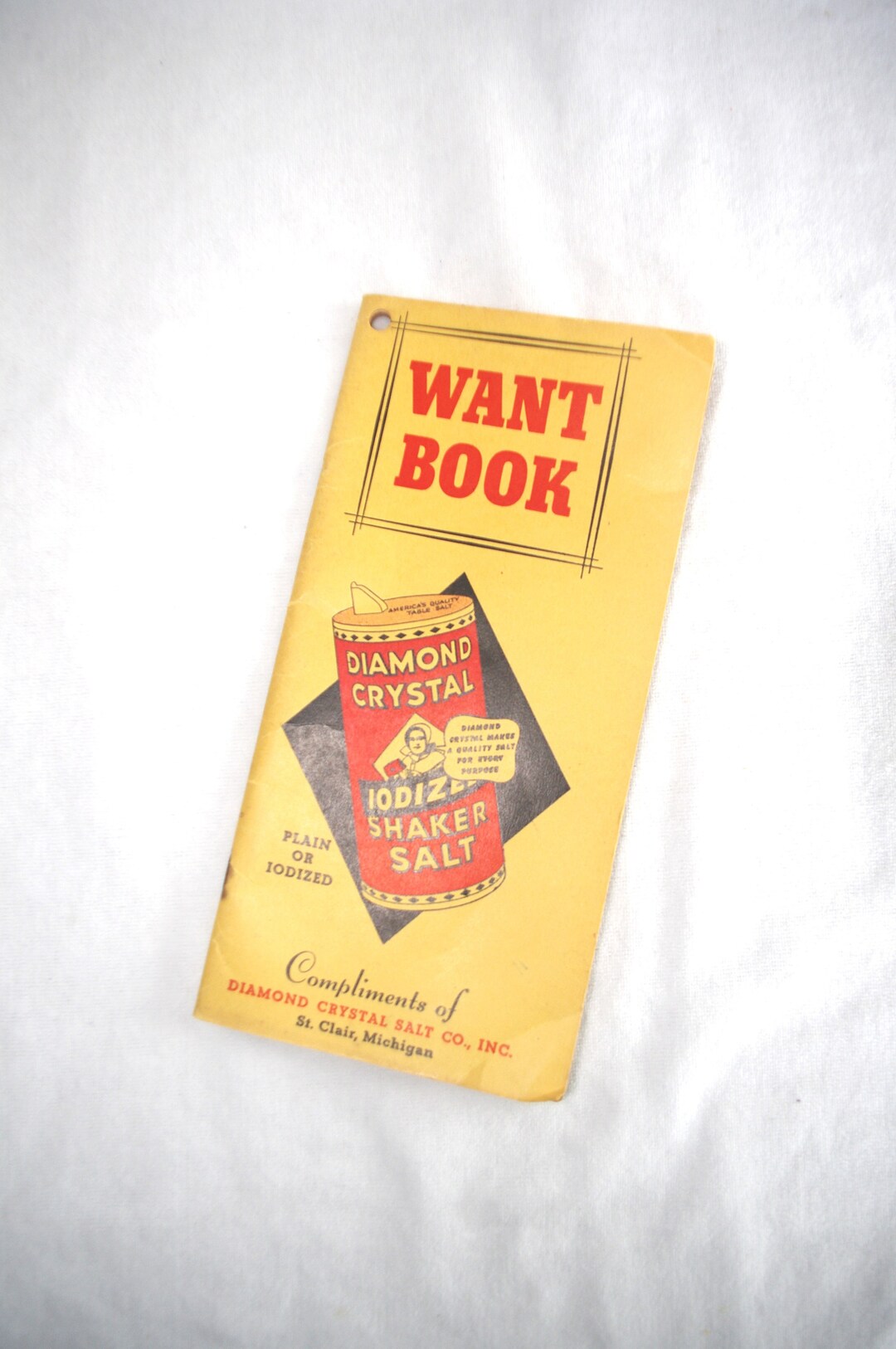 Vintage Advertising Notebook / Note Pad: Diamond Crystal Salt "want ...