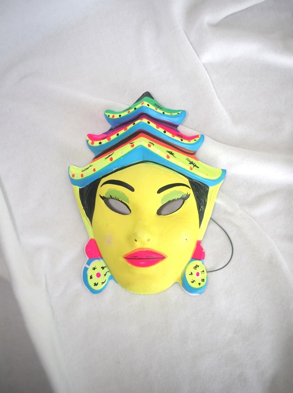 Vintage Halloween Mask: 1960s Fluorescent Asian Princ… - Gem