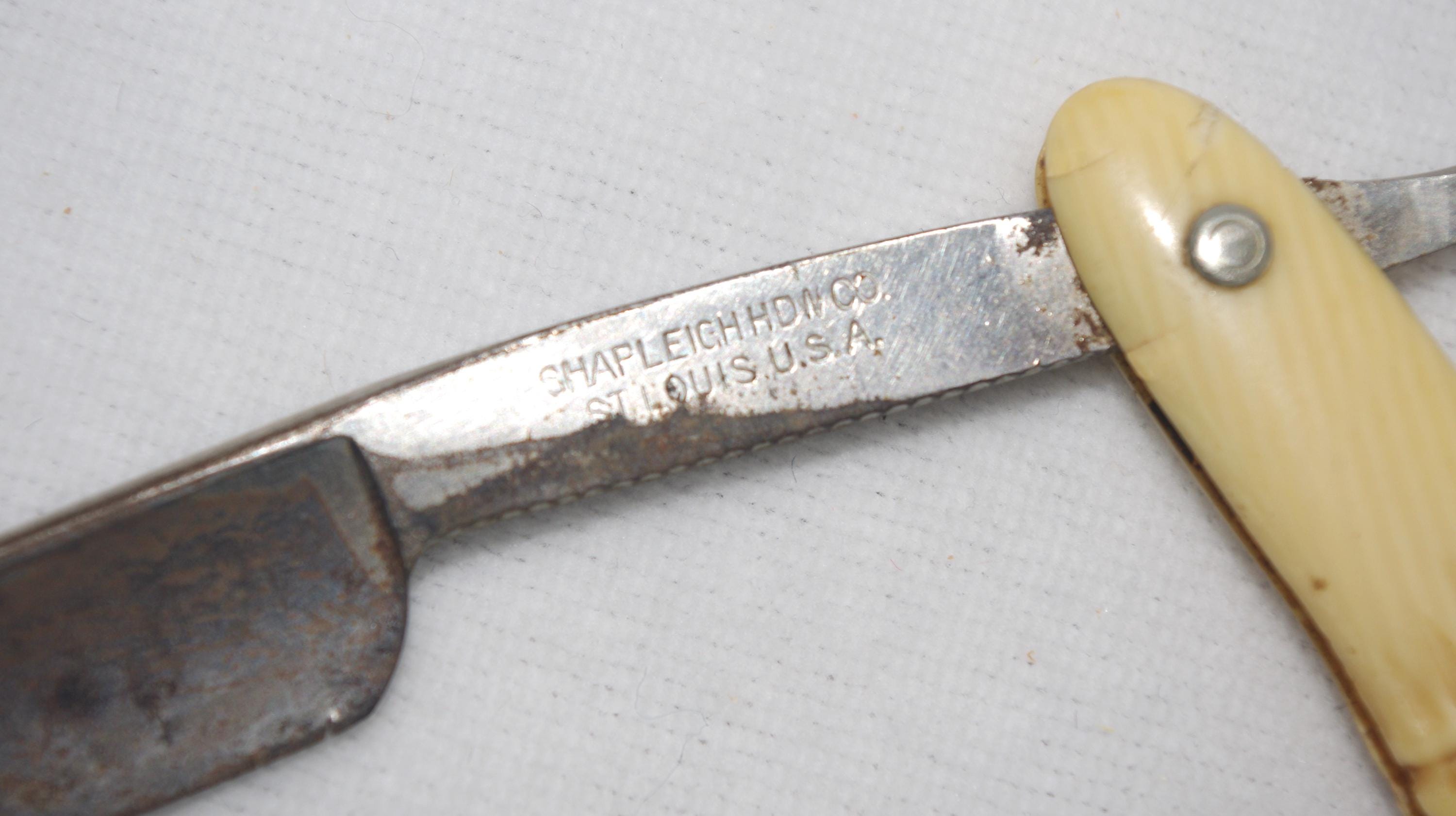 Antique Straight Razor: Celluloid "bamboo" Handle, Shapleigh Hdw Co, St ...