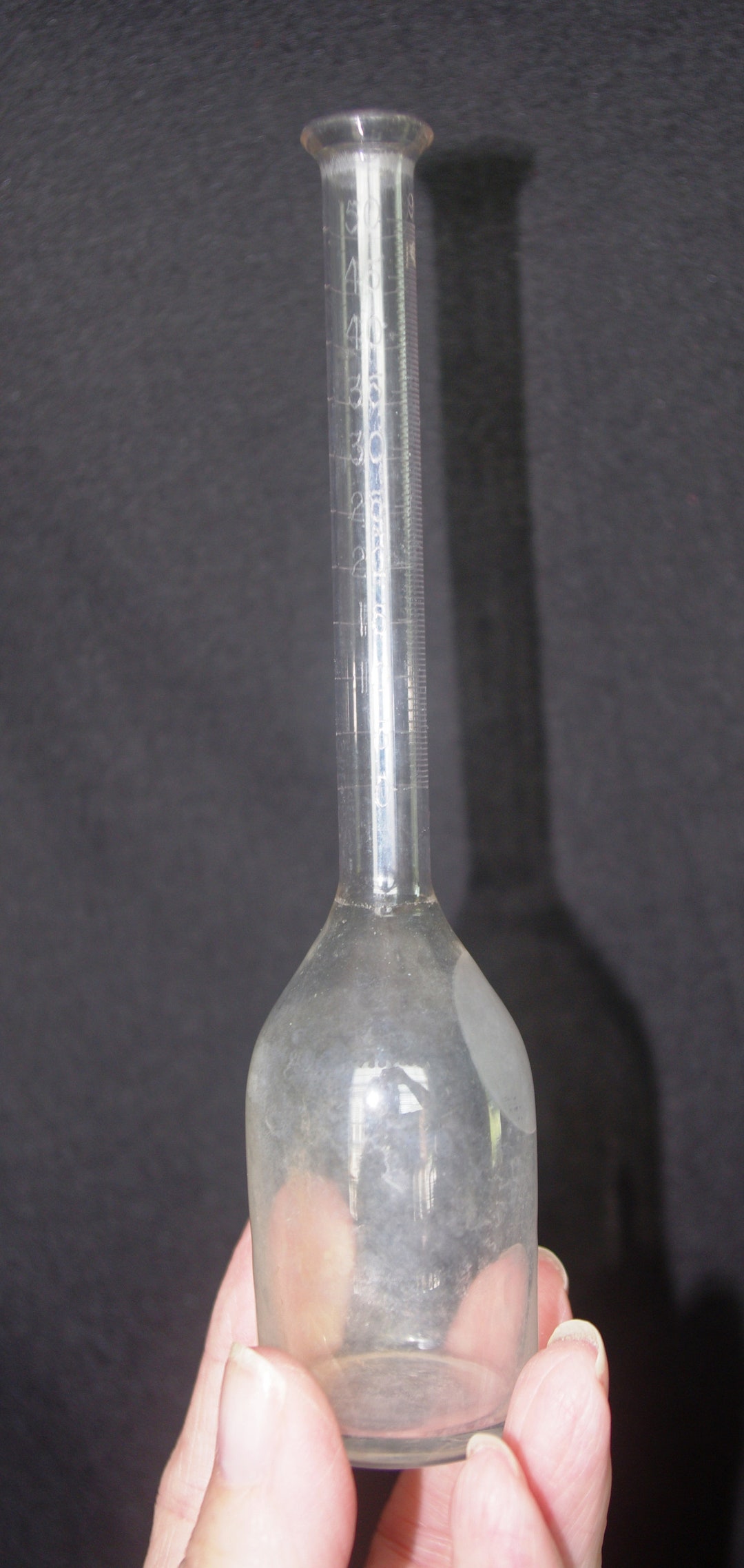Vintage Etched Volumetric Flask / Beaker: Flat Bottom Long Neck ...