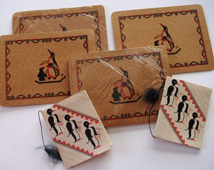 Vintage Bridge Set: 1920s Art Deco, Penguin Tally Books & Cork Mats ...