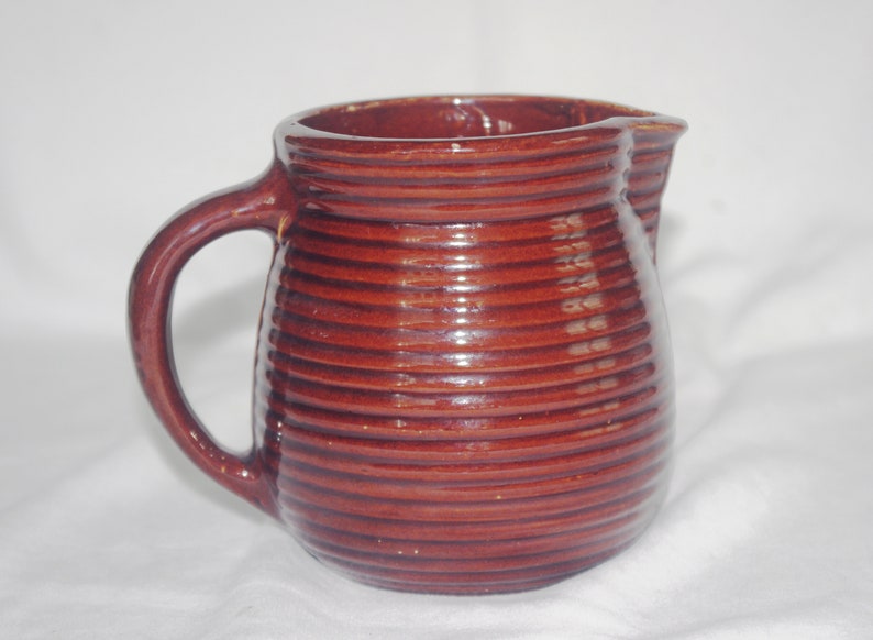 Vintage Small Ceramic Pitcher: Monmouth "western" Banded Brown, 4.5 ...