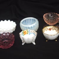 Vintage 5 Glass Octagon Salt Cellars. Faceted Side Designs. Use for ...