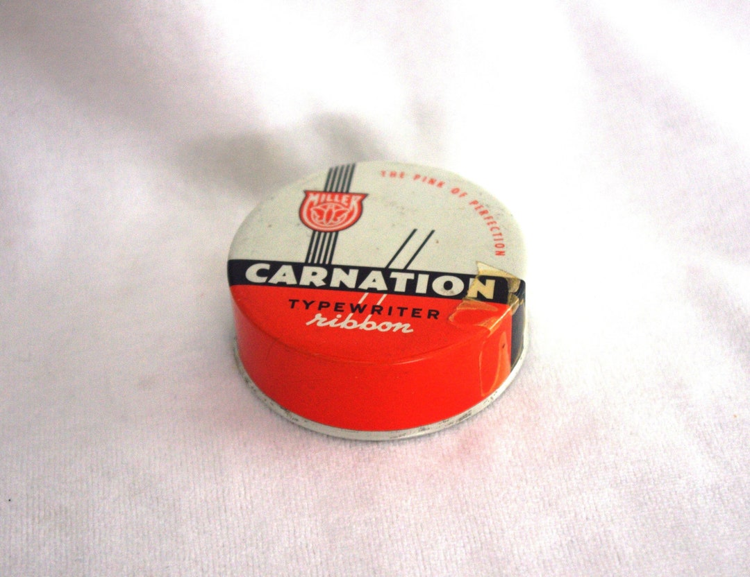 Vintage Advertising Tin: Miller "carnation" Typewriter Ribbon, White ...