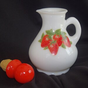 Vintage Cruet / Caster / Pitcher: Avon Milk Glass "strawberries and ...