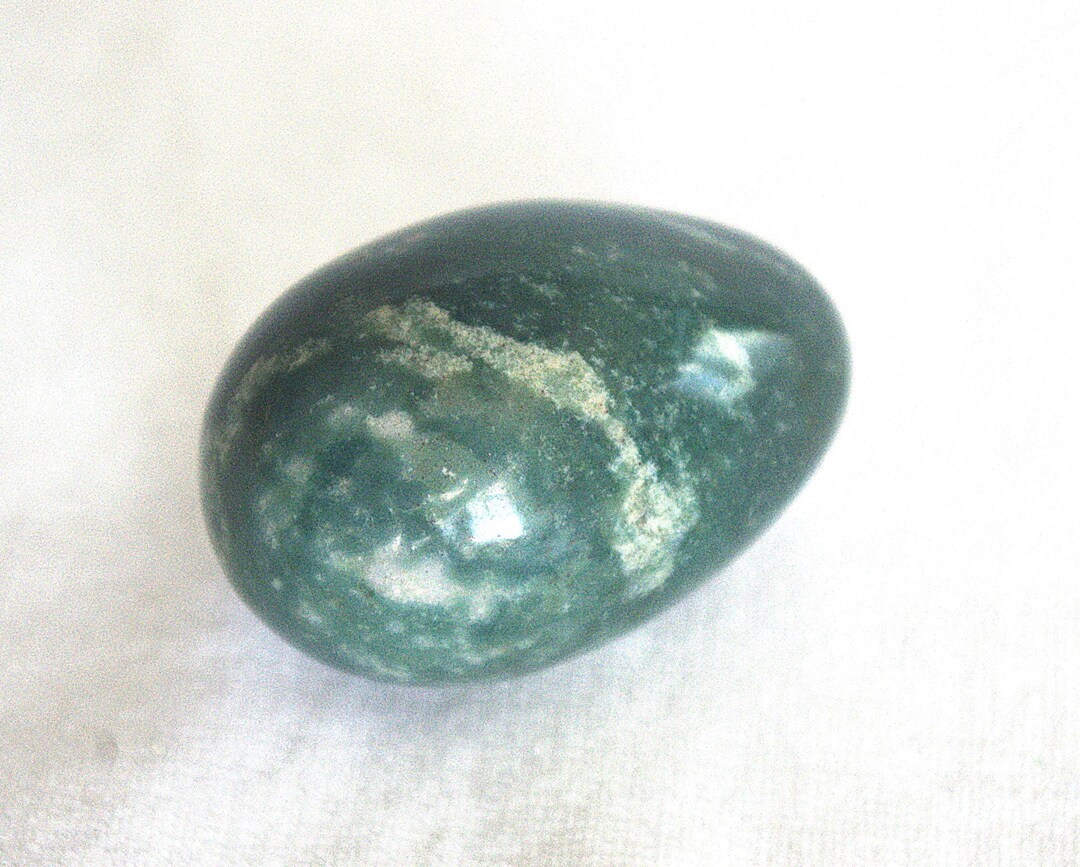 Vintage Marble Egg: Dark Jade Green & White, 2