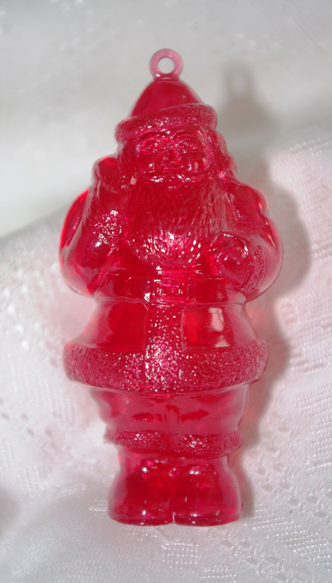 Vintage Hard Plastic Santa Ornament: Clear Red, 1950s / 50s / MCM - Etsy
