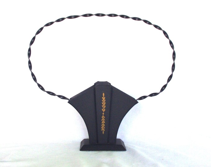 Vintage Metal Shelf / "funeral Basket": Black W/ Gold Leaf Accent ...