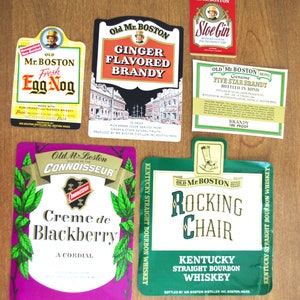 6 Vintage Liquor Bottle Labels: Old Mr. Boston Brandy Sloe - Etsy
