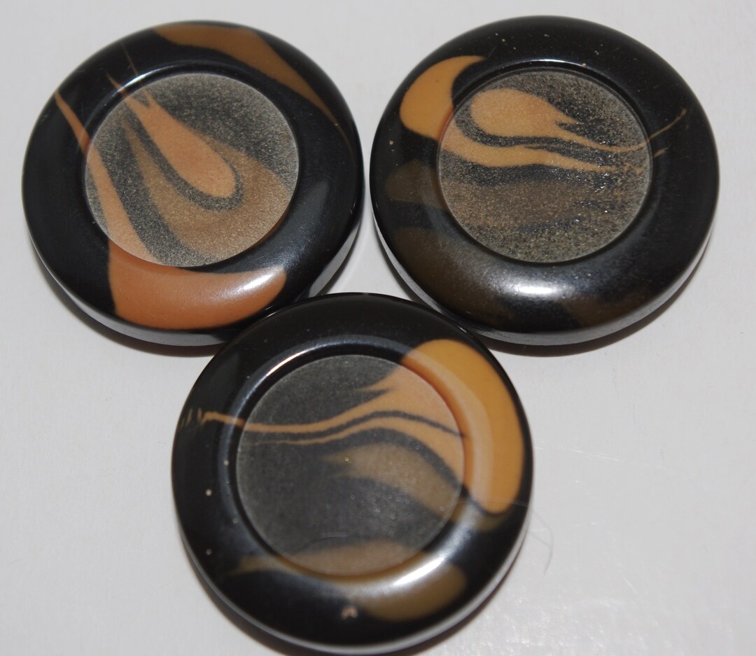 3 Vintage Lucite Buttons: Large, Marbled Orange & Black, 1 1/8" - Etsy