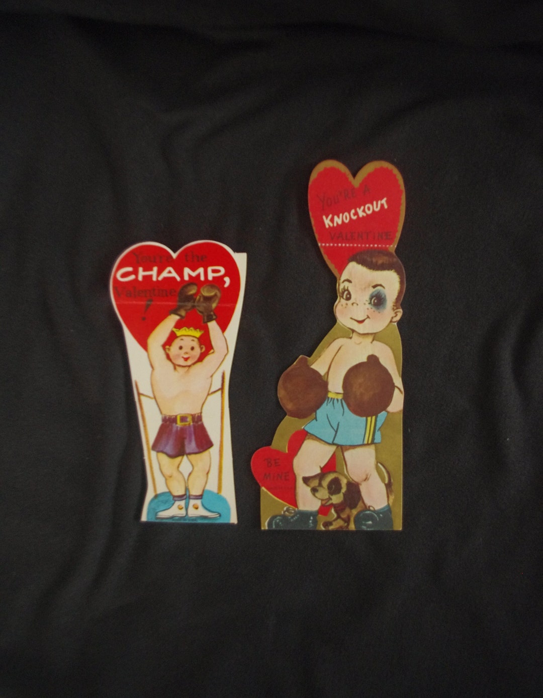 2 Vintage Valentines: 1950s, Boxers / Boxing Gloves - Etsy