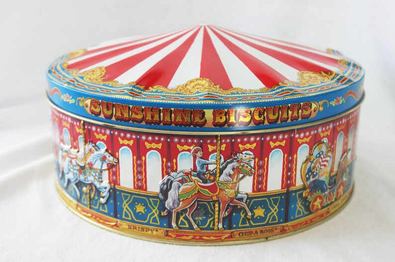 Vintage Sunshine Biscuit Tin: 1980s carousel Gift Tin | Etsy