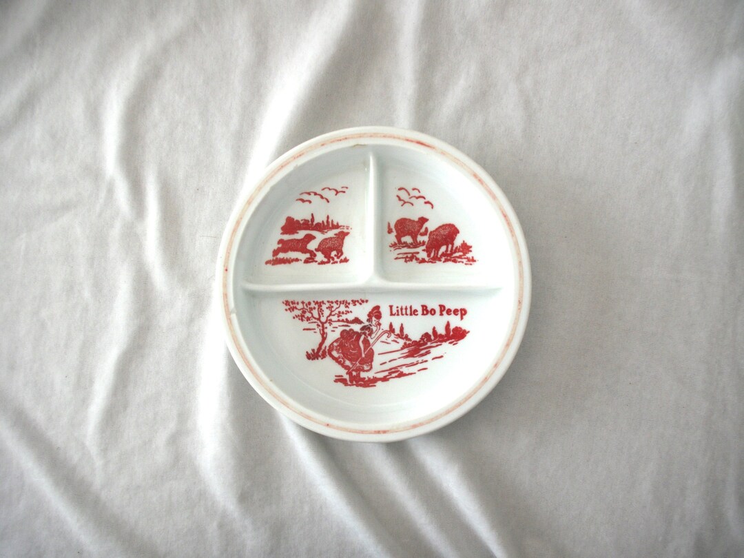 Vintage Baby Divided Dish / Plate: "little Bo Peep" Vitrock - White ...