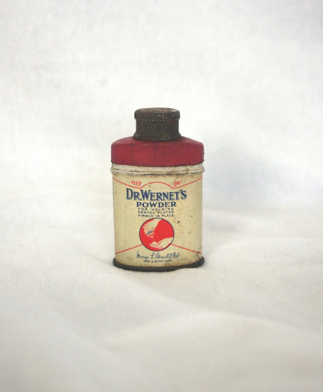 Vintage "dr. Wernet's Powder" Tin: Denture Powder, Advertising Sample ...