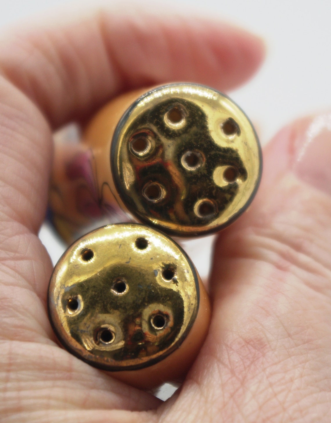 Vintage Orange Lusterware Salt and Pepper Set Lustreware Pink | Etsy