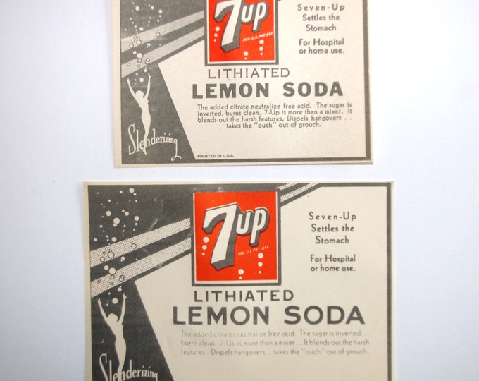 2 Vintage 7up Lithiated Lemon Soda Label 1930s Unused 2 Sizes - Etsy