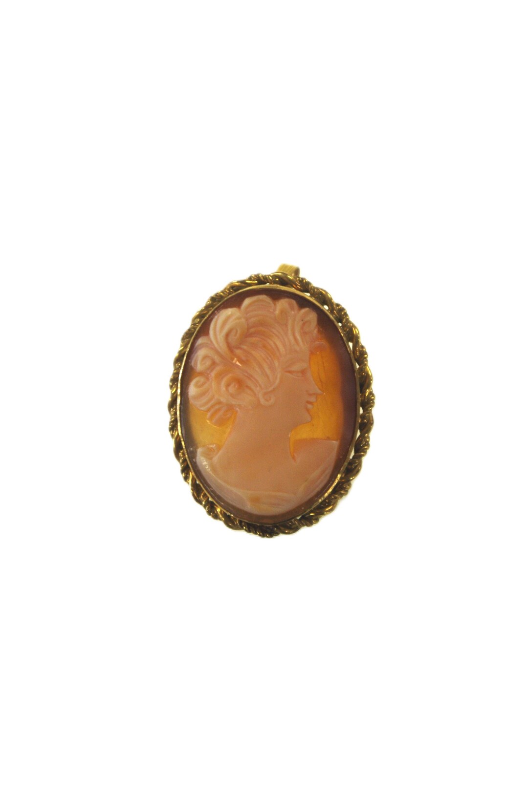Vintage Brooch / Pin / Pendant: Right-facing Shell Cameo "marbro 12 Kt ...