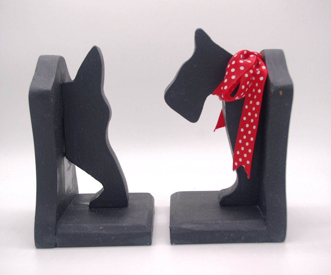Wood / Wooden Bookends: Folk Art Black Scottie / Scottish | Etsy