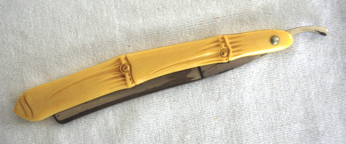 Antique Straight Razor: Celluloid "bamboo" Handle, Shapleigh Hdw Co, St ...
