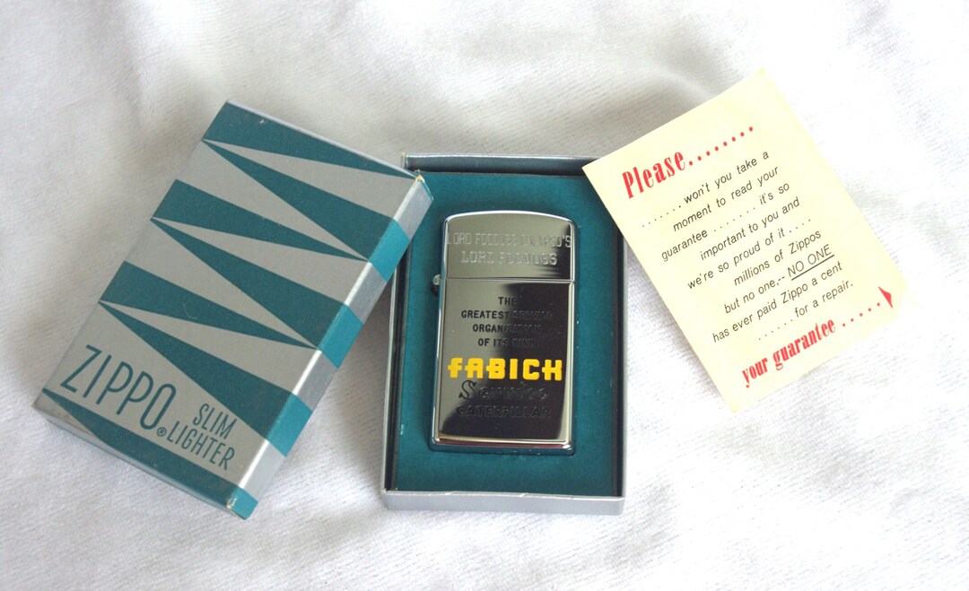 Vintage Lighter: 1960s / 1961 "zippo Slim Lighter" #1610 "fabick ...