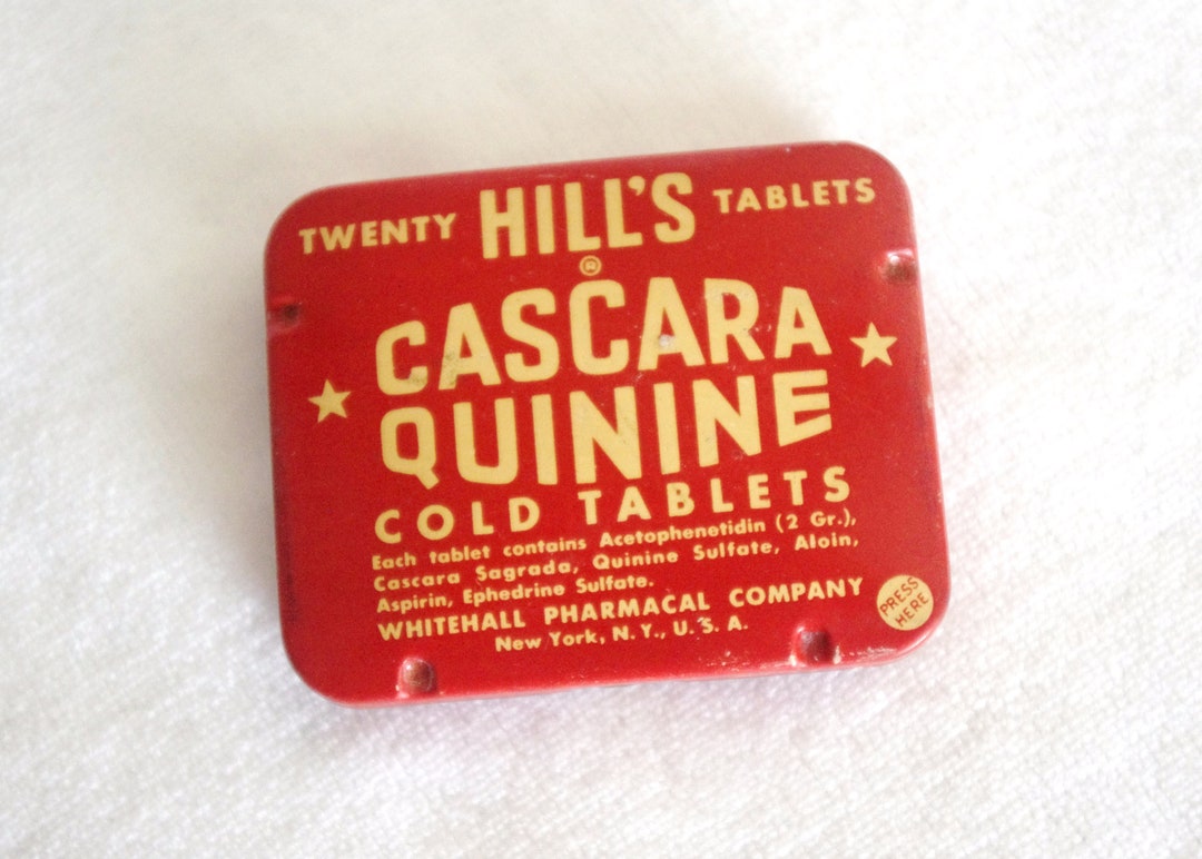 Vintage Advertising Tin: Hill's Cascara Quinine Cold Tablets, 20 Tablet ...