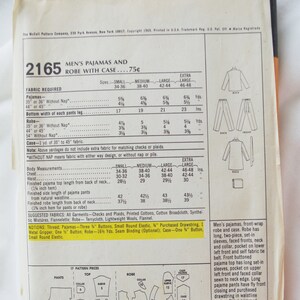Vintage Pattern: 1960s Mccall's Men's Robe / Pajamas & Cases Sz Sm ...
