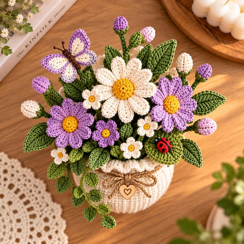Crochet Flower Bouquet Pattern PDF, Amigurumi Flower Pot, Beginner ...