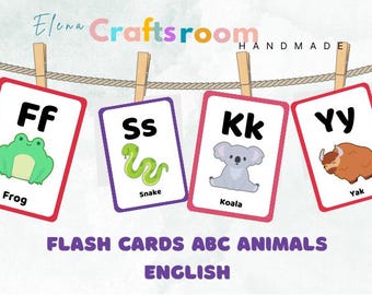 Animal Alphabet Cards - Digital Download, Alphabet Flash Cards ...