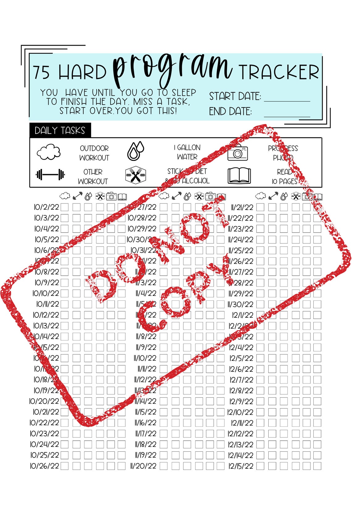 75 Hard Program Template PDF PNG Editable Canva Template - Etsy Canada