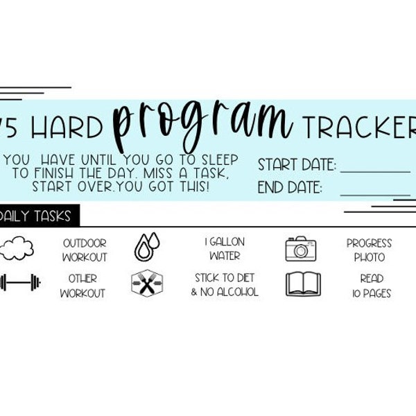 75 Hard Program Template - Etsy