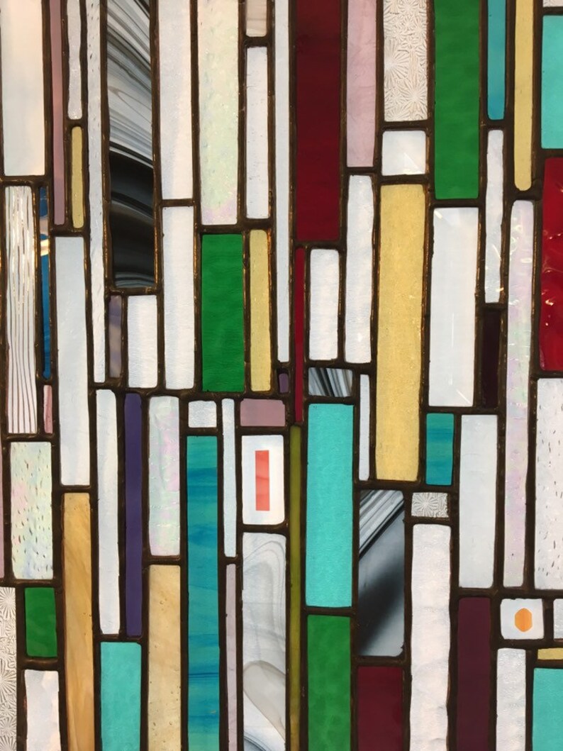 Geometric Abstract Linear Design Stained Glass Panel - Etsy