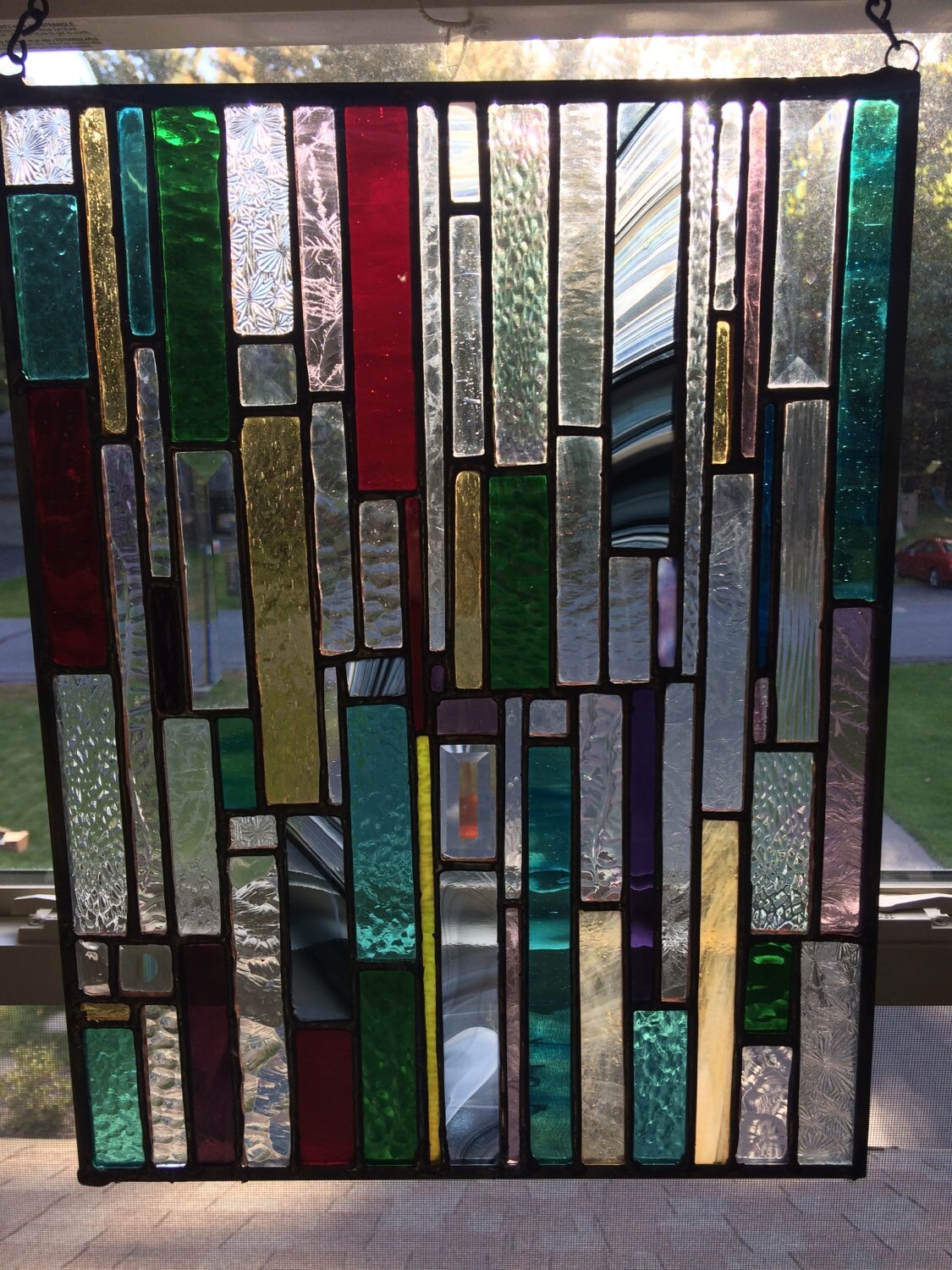 Geometric Abstract Linear Design Stained Glass Panel - Etsy
