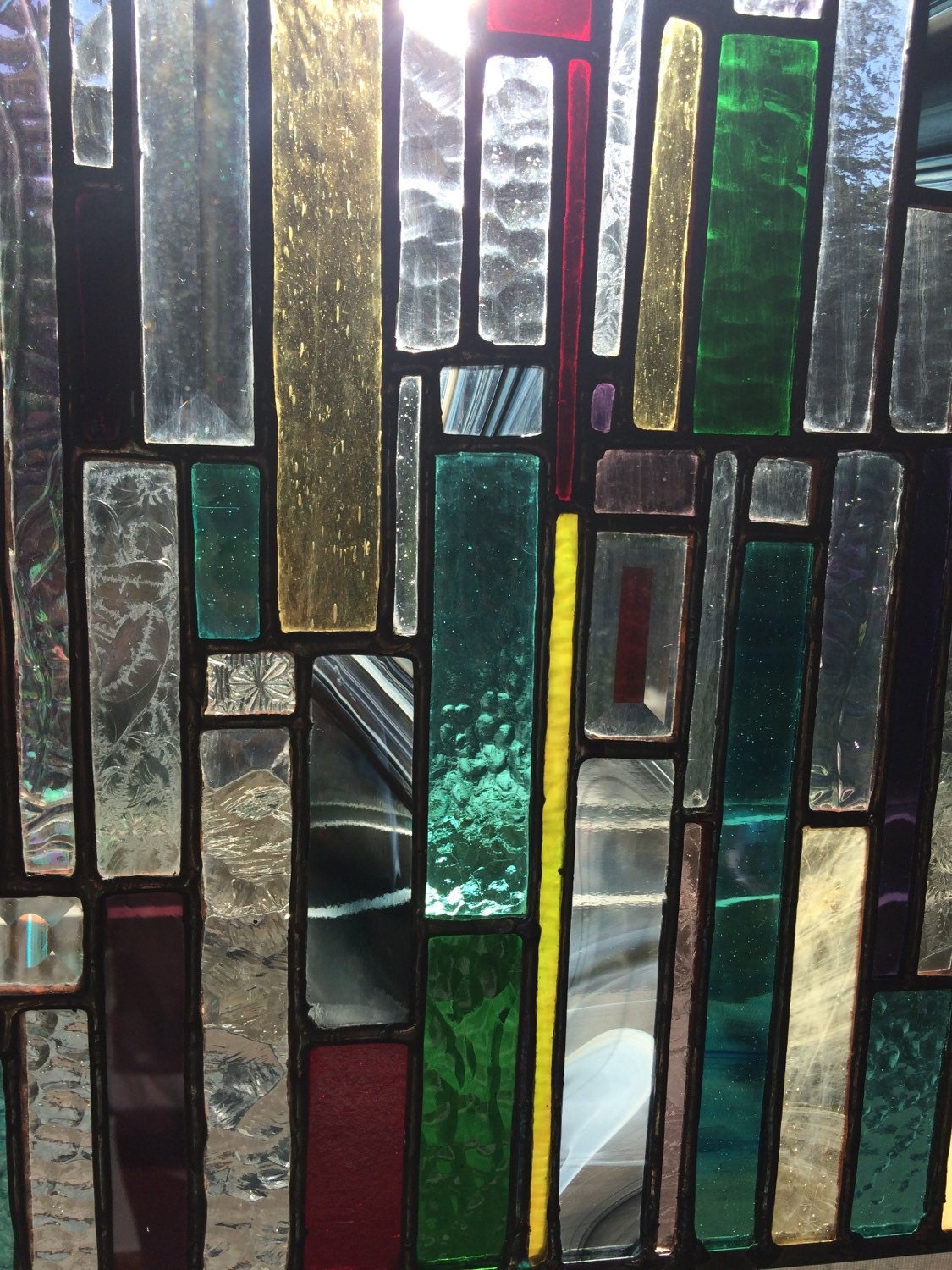 Geometric Abstract Linear Design Stained Glass Panel - Etsy