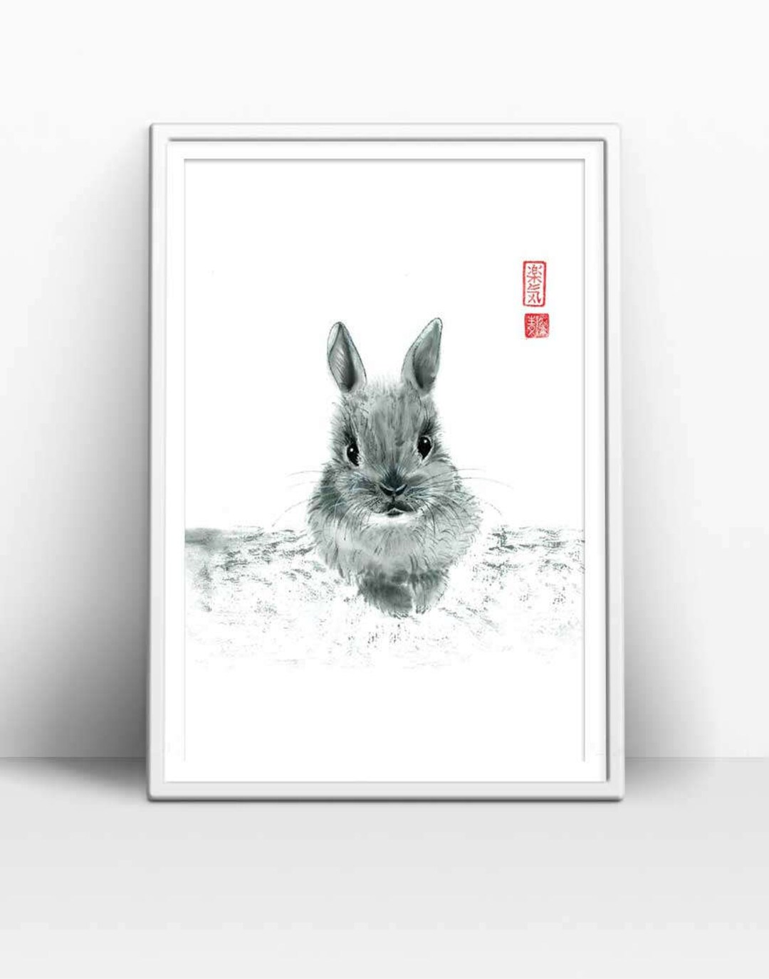 Digital "bunny", Download, Ink Brush, Ink Drawing, Asian Art, Wall Art ...