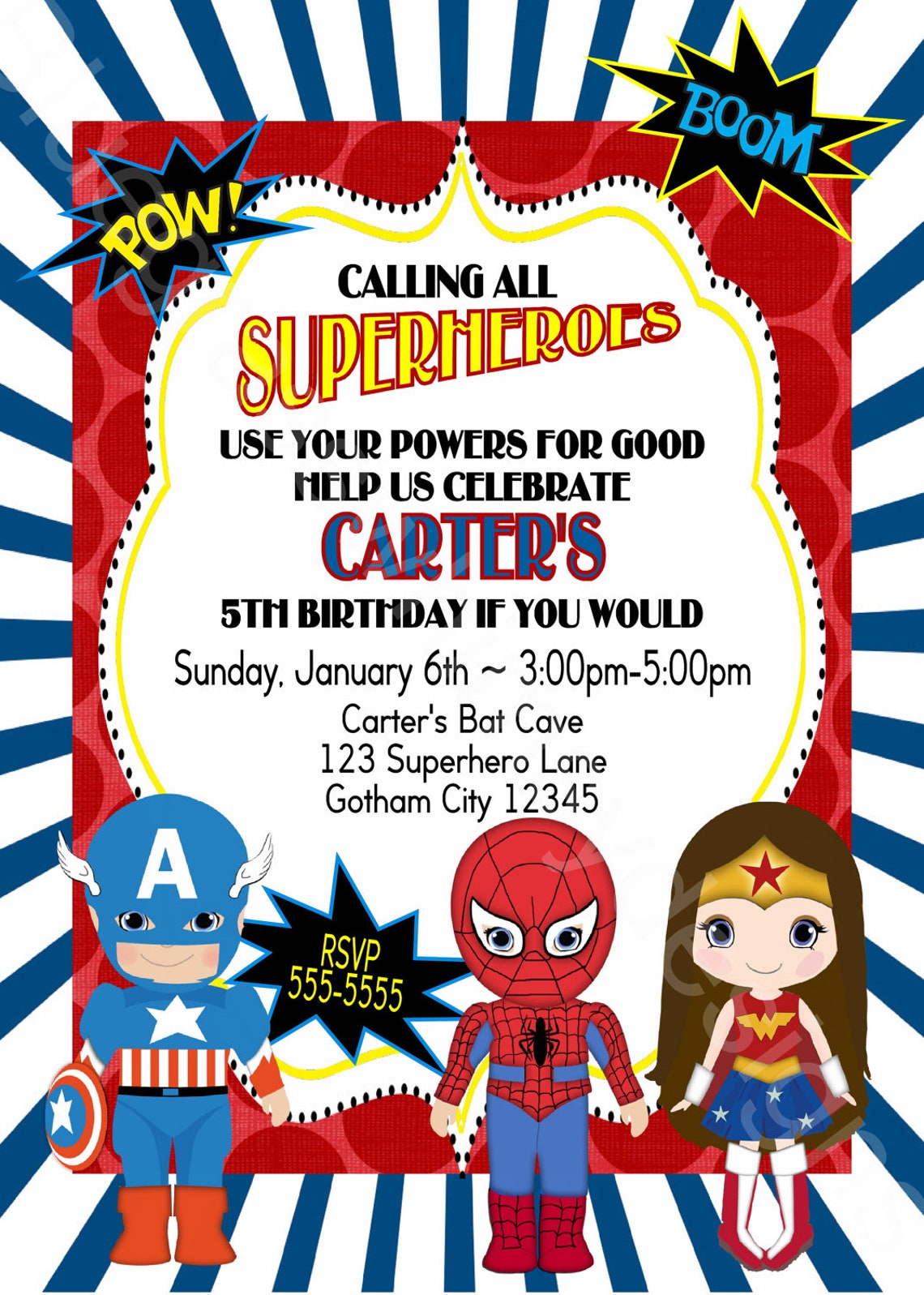 Calling All Superheroes Birthday Party Invitation boy or | Etsy