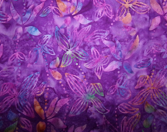 Batik Purple Orchard Fabric / Tropical Flowers Purple Batik Fabric ...