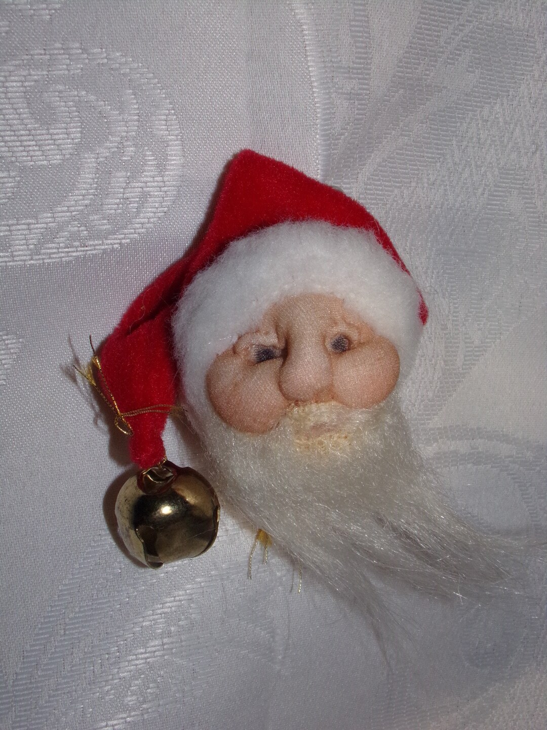 Vintage Santa Head Ornament /folk Art Santa / Hand Made Sculptured Head ...