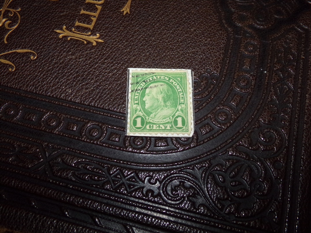 Vintage One Cent Stamp Ben Franklin / Collectible Vintage Stamps / Gree ...