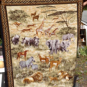 African Animal Fabric Panel / Jungle Theme Fabric / African Safari ...