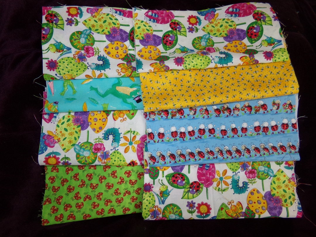 Insect Bugs Fabric /kids Crafts Fun Fabric / 10'' Insect Fabric Squares ...