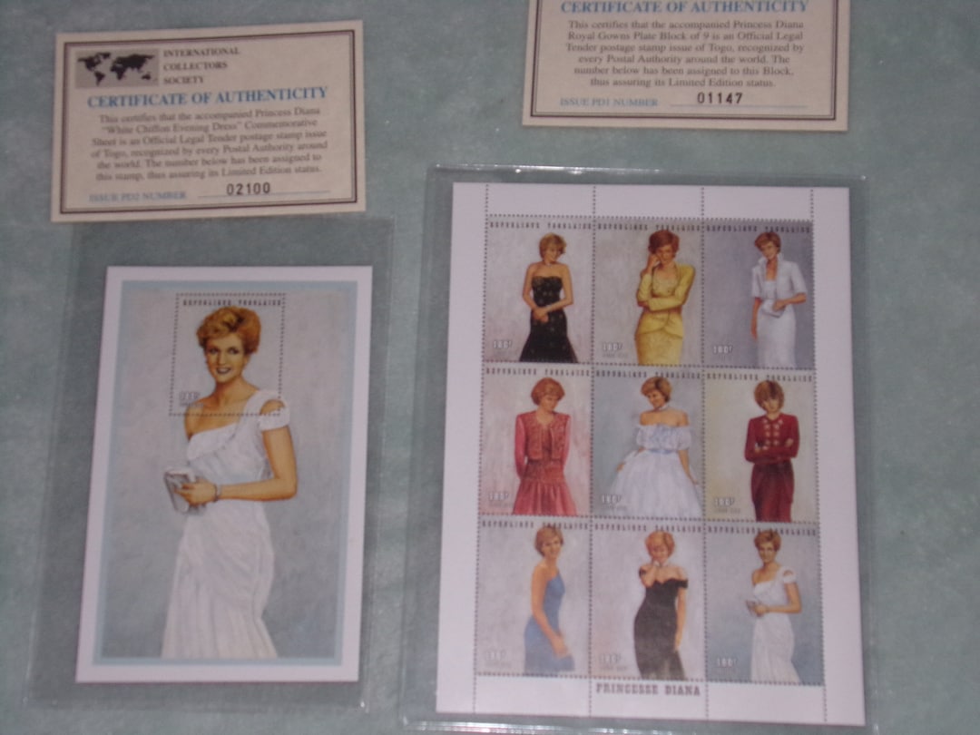 Princess Diana Commemorative Sheets of Stamps / Set of 2 Diana Stamp ...
