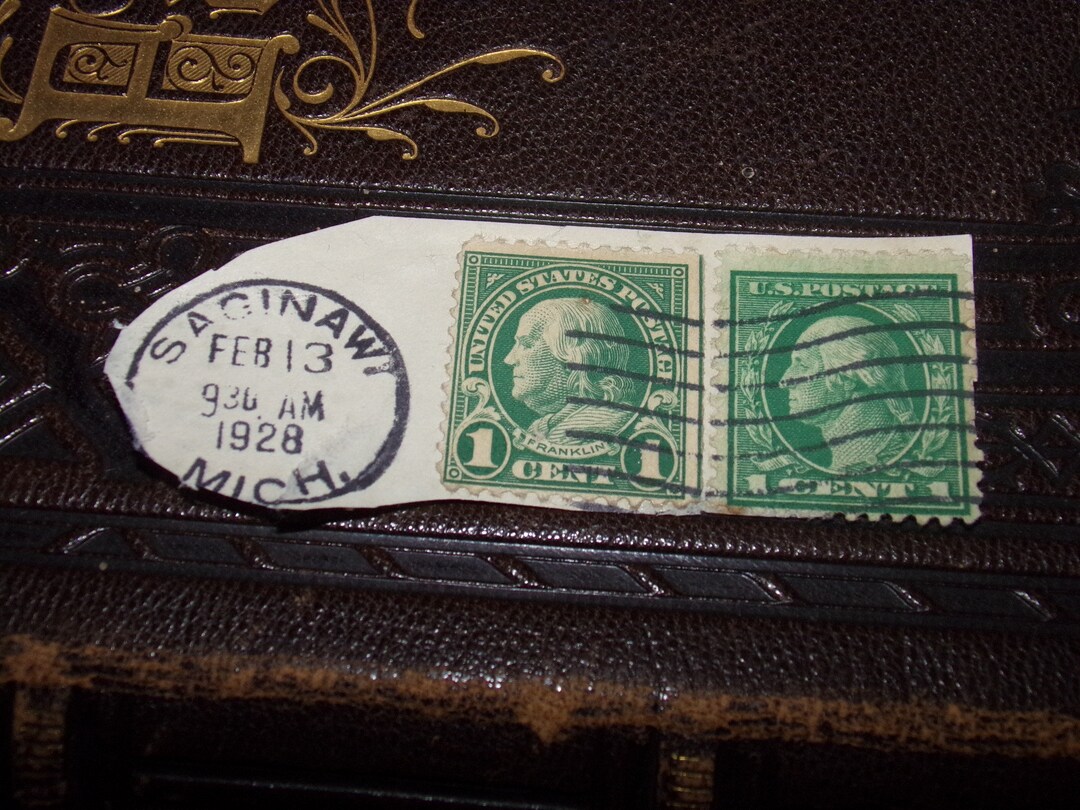 One Cent Franklin & Washington Stamps / Set of 2 One Cent Stamps / Ben ...