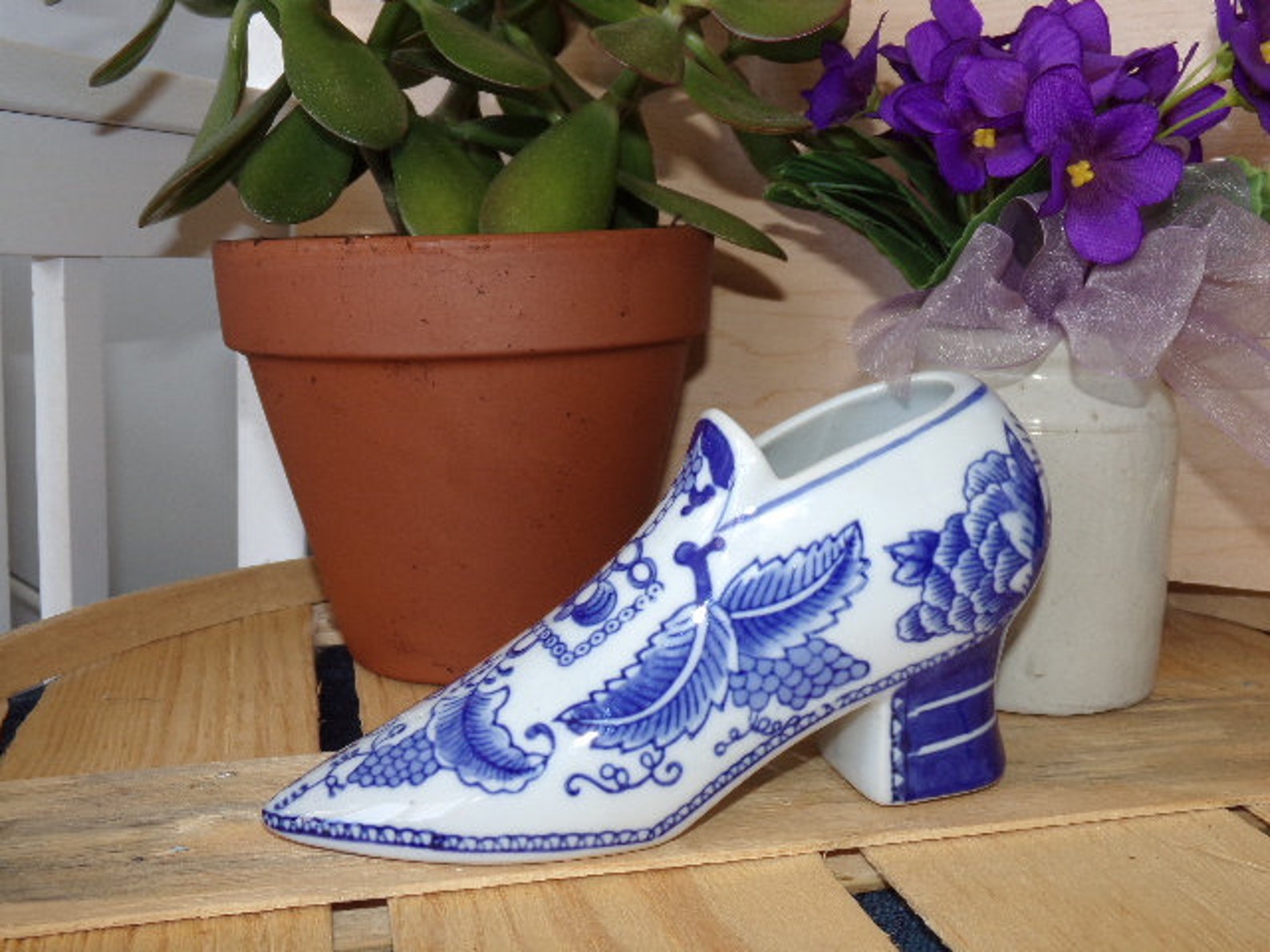 Vintage Blue Shoe Nantucket / Porcelain Shoe Blue / Blue Delft Large ...