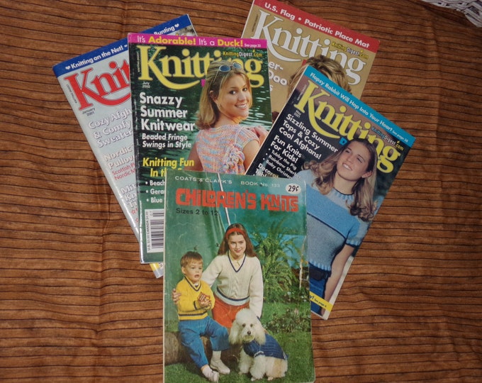 Vintage Knitting Magazines / Knitting Digest Magazine / Set of 5 ...