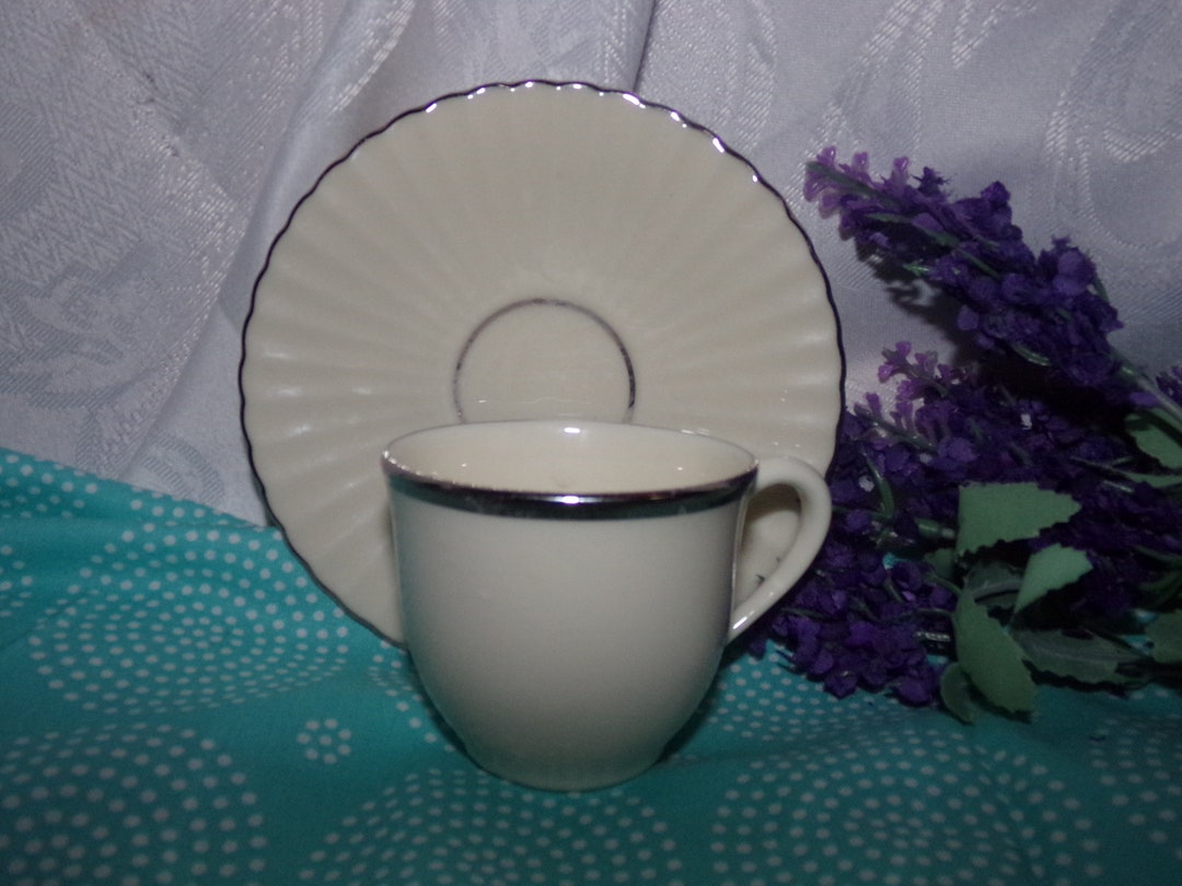 Vintage Lenox Cup & Saucer / Cream Color Tea Cup With Platinum Edging ...